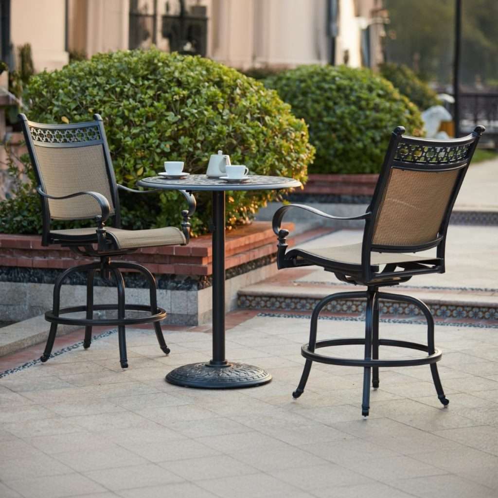 Darlee Mountain View 3 Piece Cast Aluminum Sling Patio Counter Height ...